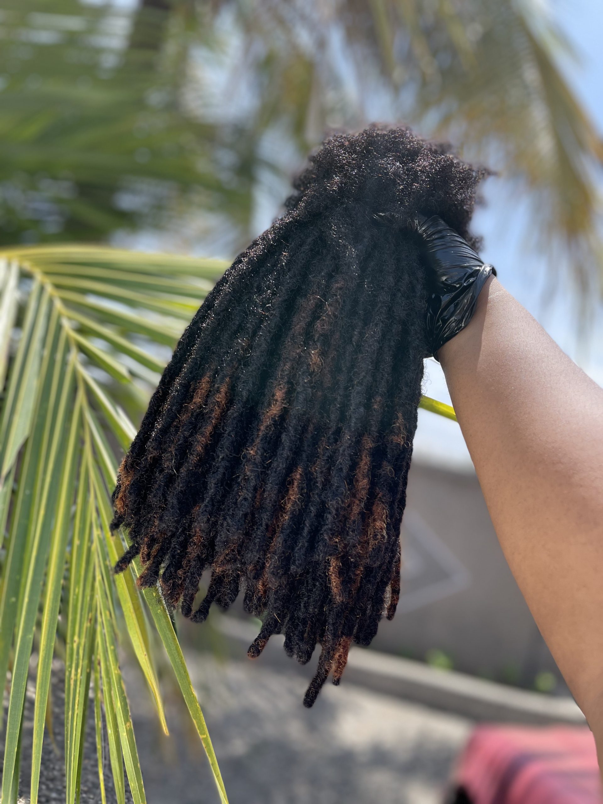 100% Human Hair Natural black with Color highlights Loc Extensions ...