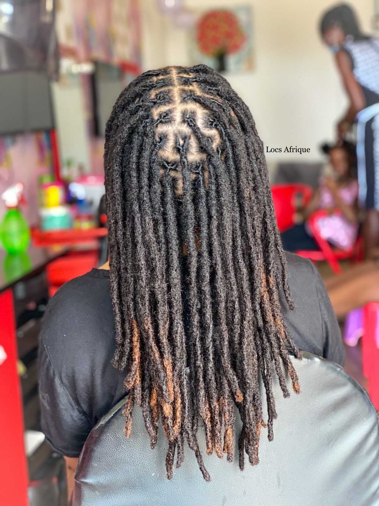 100% Human Hair Natural black with Color highlights Loc Extensions ...