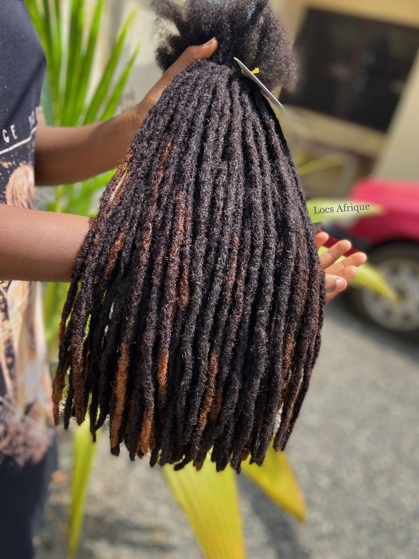 100% Human Hair Natural black with Color highlights Loc Extensions ...