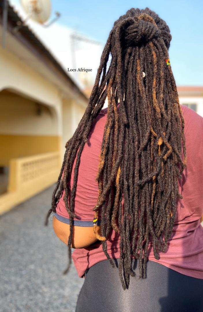 100% Human Hair Natural black with Color highlights Loc Extensions ...