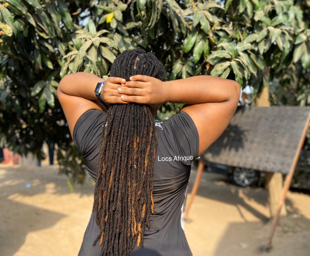 100% Human Hair Natural black with Color highlights Loc Extensions ...