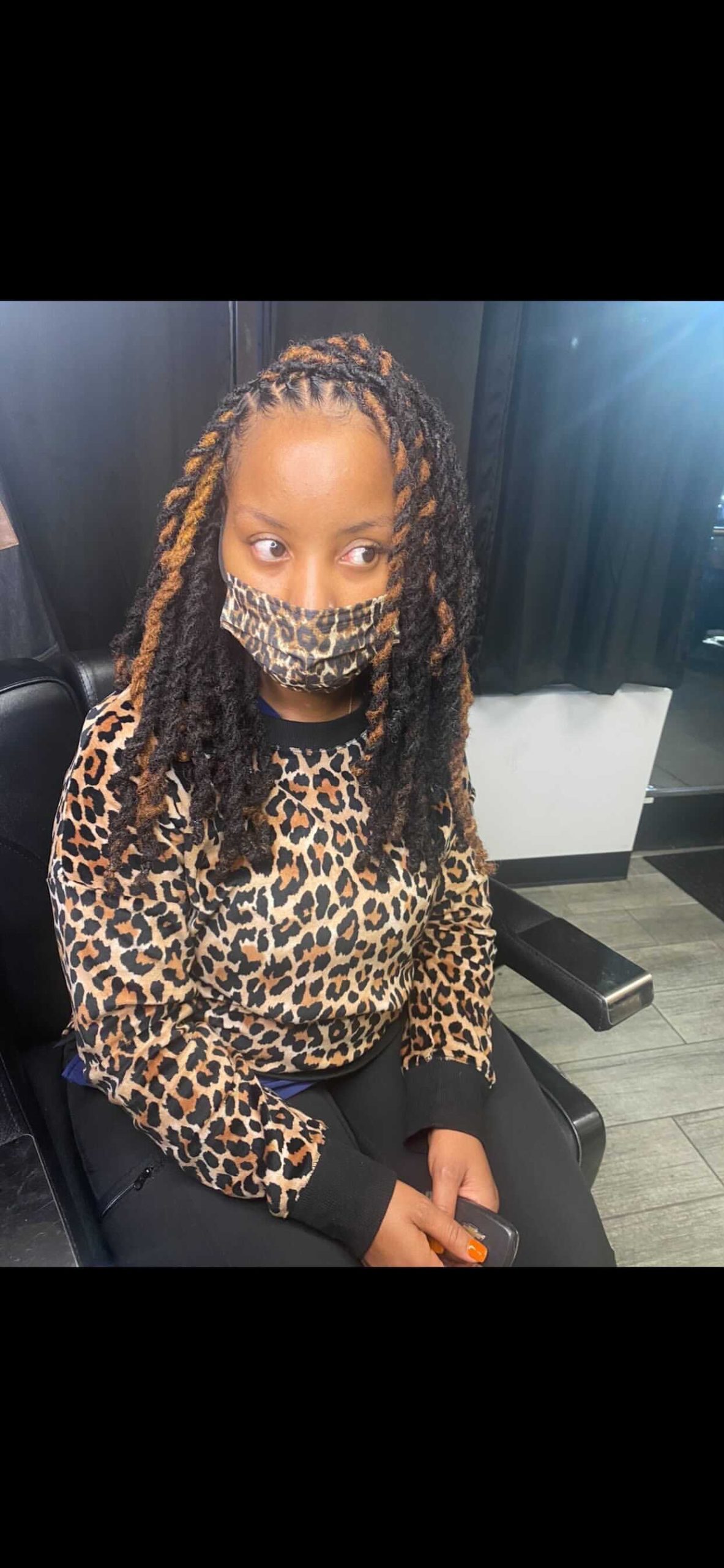 100% Human Hair Natural black with Color highlights Loc Extensions ...